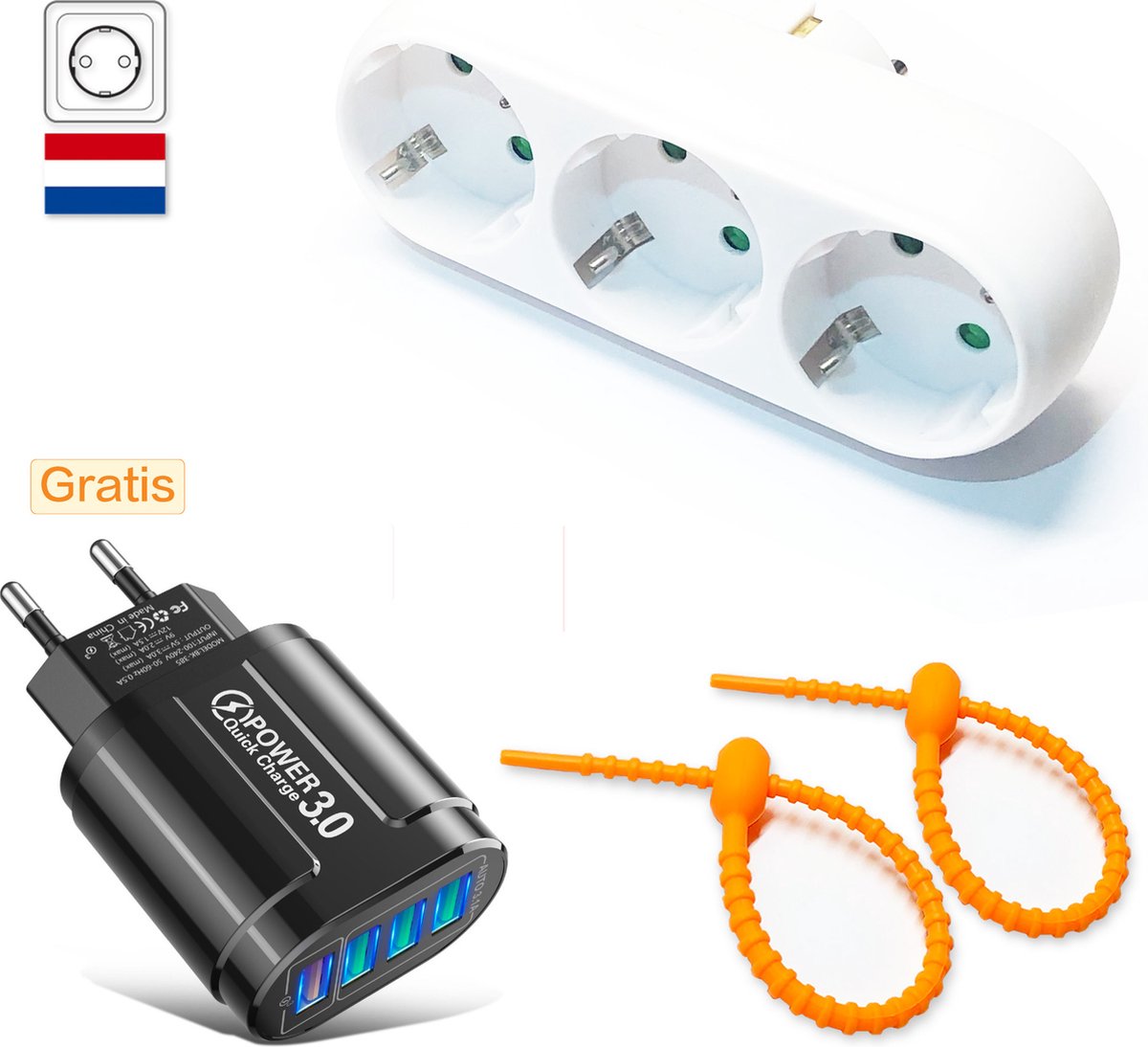 Colorful Sun® Stopcontact splitter - Verdeelstekker - Horizontaal ...