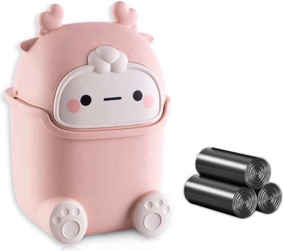 Mini Desktop Trash Can Cute Table Trash Can with Push Lid Waste Bin ...