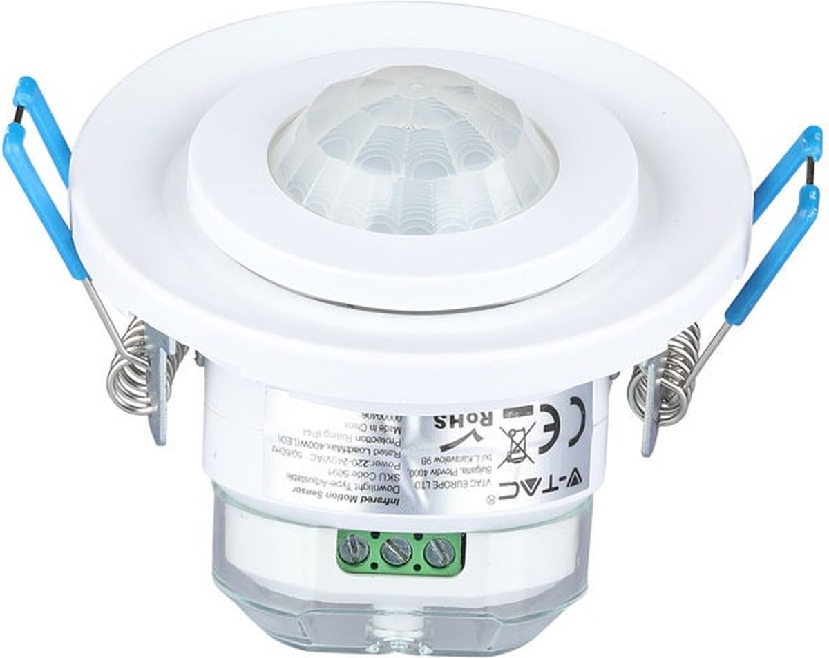 Witte inbouw sensor Kantelbaar - 360° - IP20 - 8 meter - Max 400W LED | bol
