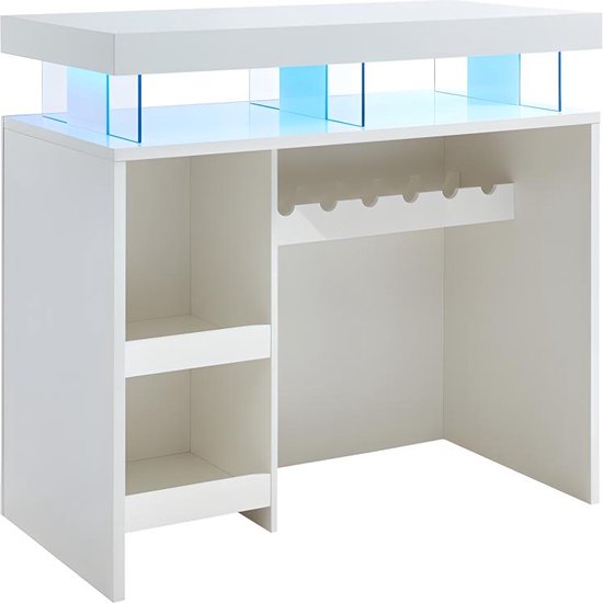 Vente-unique Barmeubel FABIO - Mdf witgelakt - met ledverlichting L 120 ...