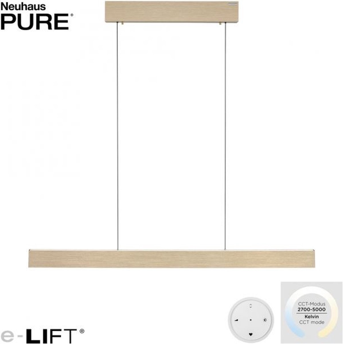 Pure E-Rise Hanglamp L 120cm Gold incl. Remote | bol