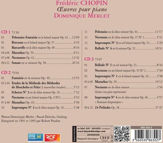 Dominique Merlet - Frédéric Chopin: Oeuvres Pour Piano (3 CD ...