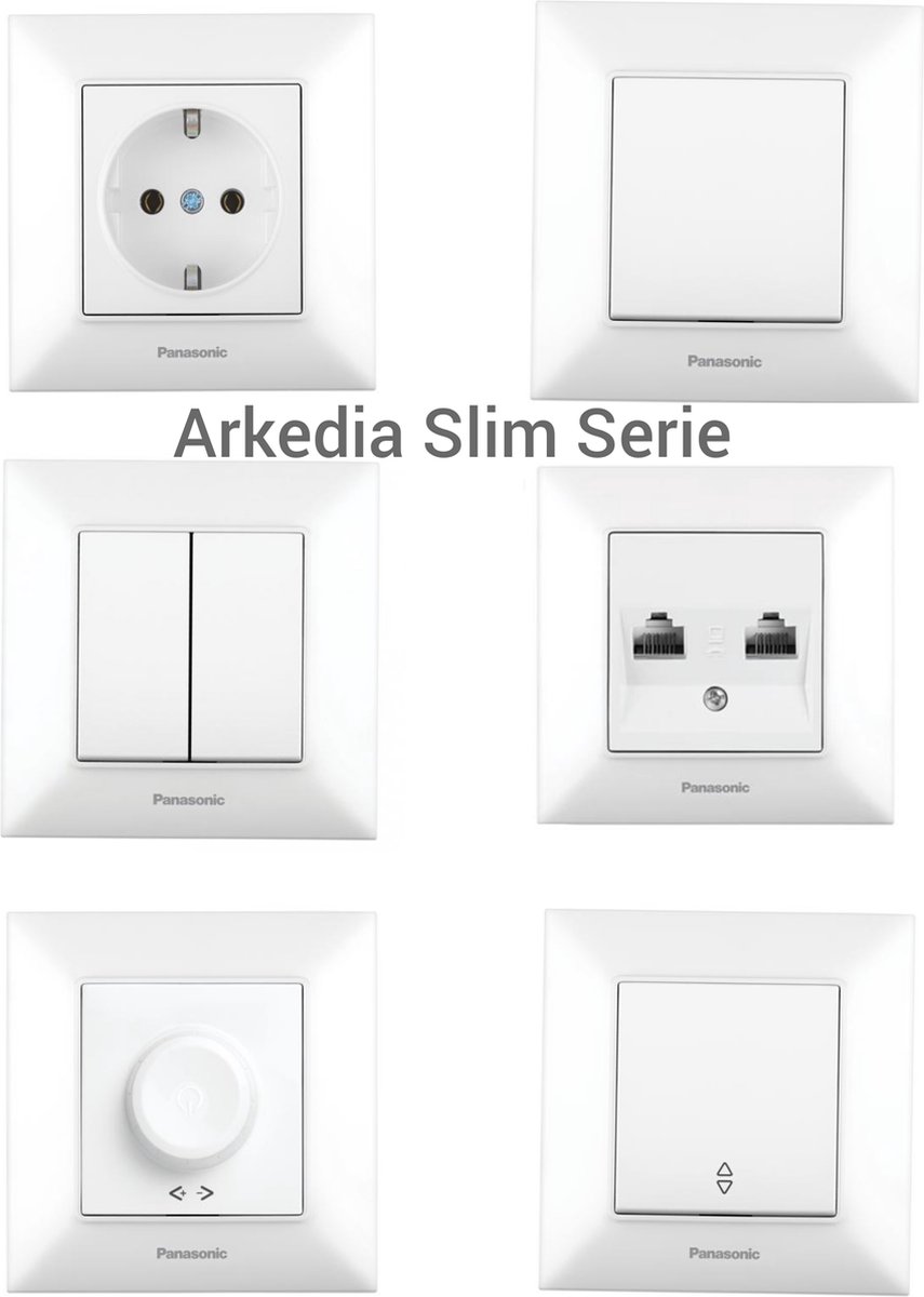 Panasonic-Stopcontact-Wandcontactdoos-Wit-Randaarde-Compleet-Arkedia Slim Serie | bol