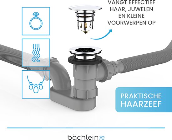 Bächlein Afvoerplug Pop Up voor het bad, Pop Up functie inclusief ...