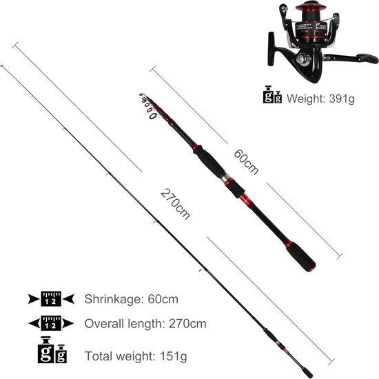 Telescopische hengel en wielen Combo draagbare carbon superlichte ...