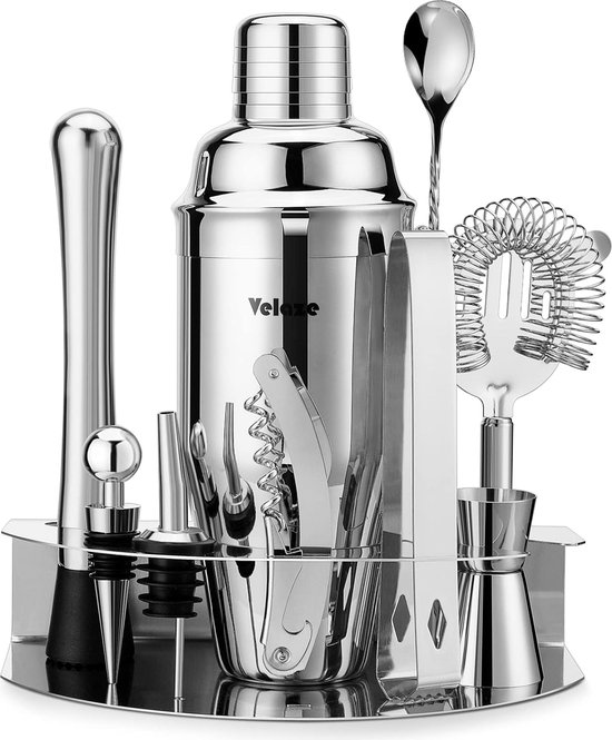 Cocktailshakerset 10-delig, roestvrijstalen cocktailset voor het mixen ...