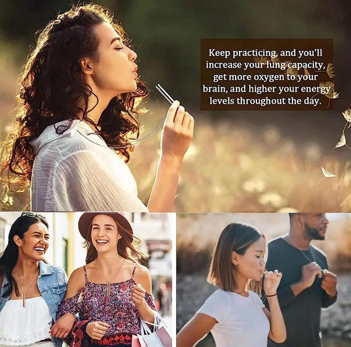 Zilverkleurig hyperventilatie hulpmiddel incl ketting - Ademketting ...