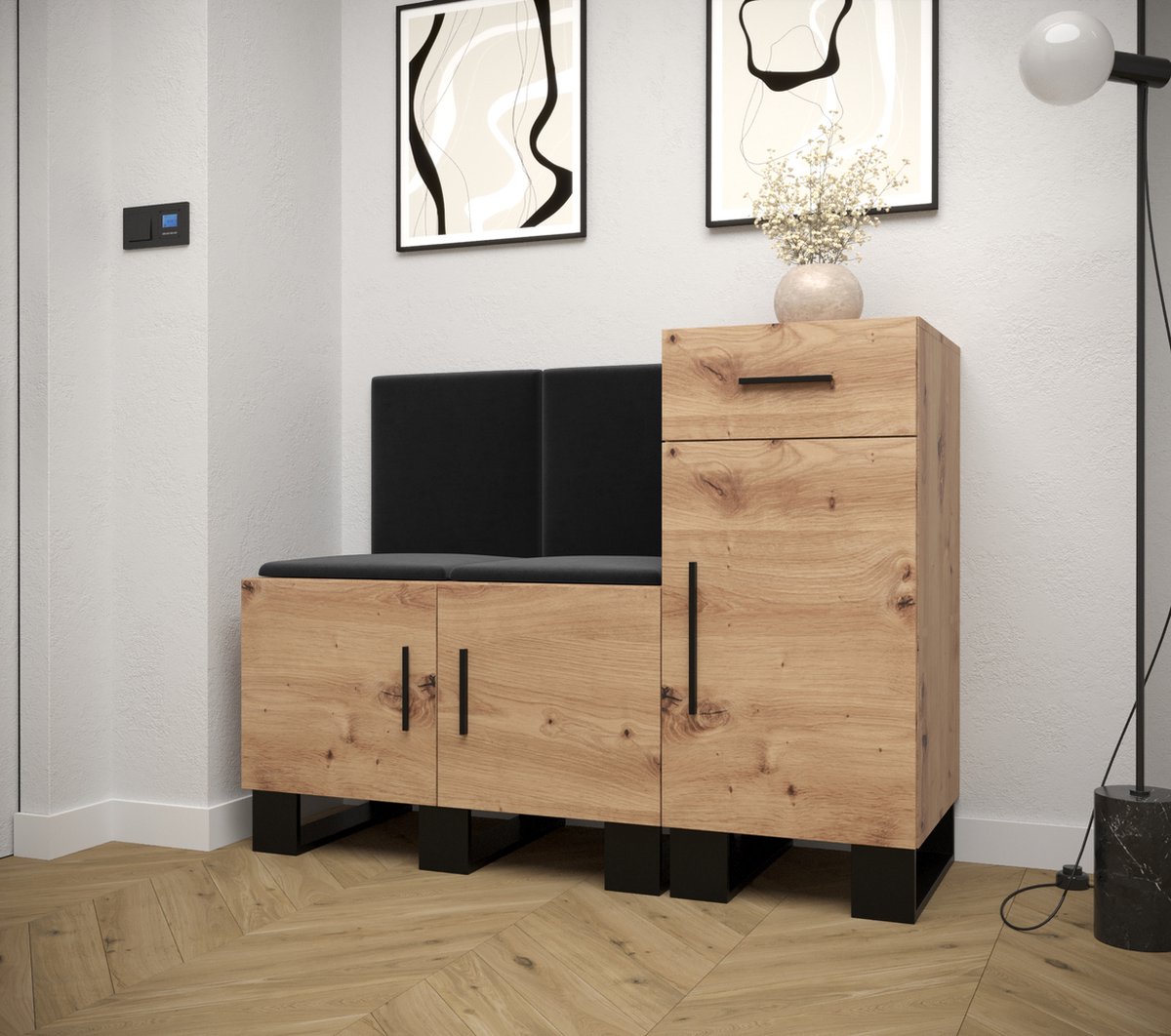 Garderobekast Ganggarderobe Compacte garderobe Vestibule Wandkast Plank ...