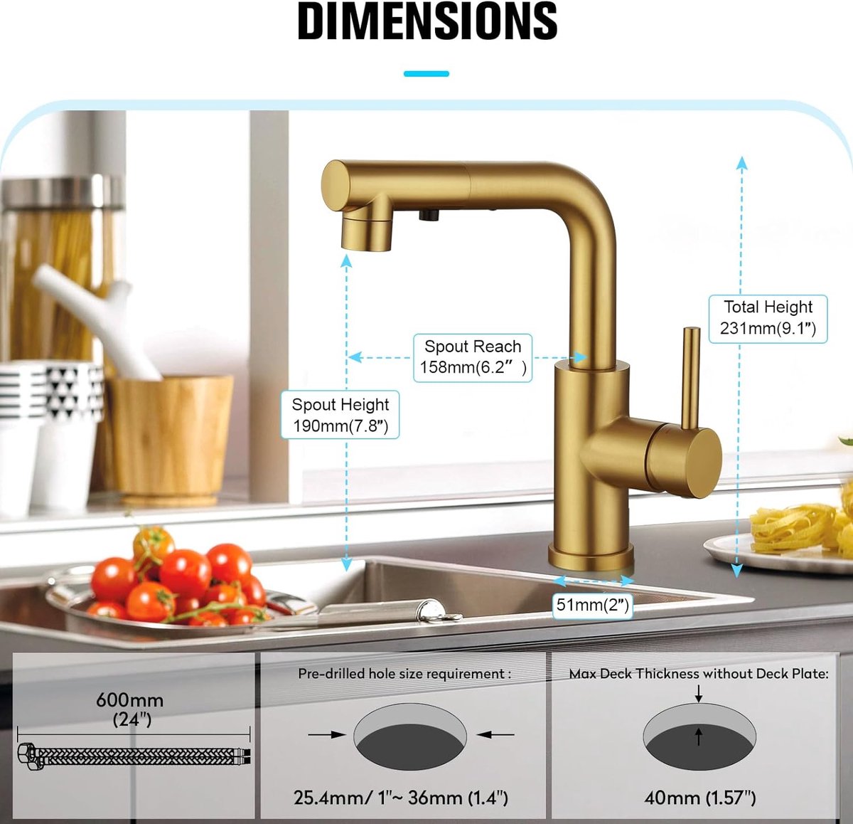Ontdek Onze Gouden Keukenkraan met Uittrekbare Douche en 360° Draaibare Functionaliteit | bol