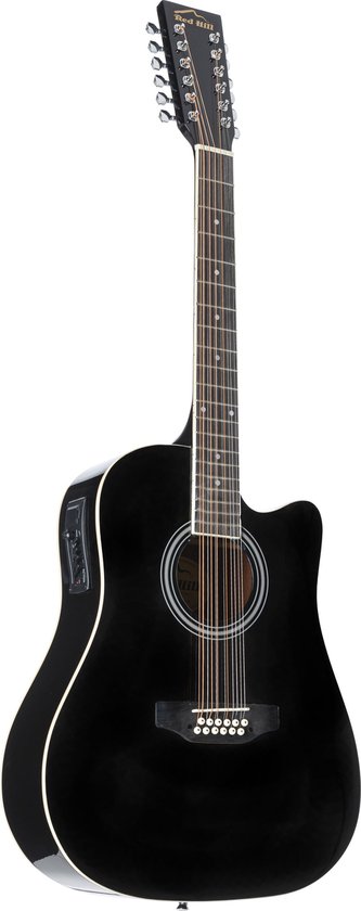 Red Hill AF-8A8C12-BK 12-String Electro-Acoustic Guitar (Black) - 12 ...
