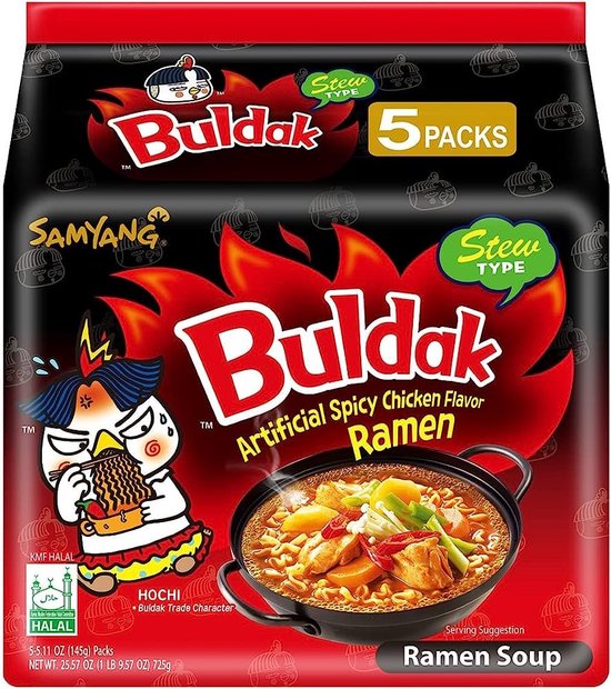 Samyang Instant Noedels Buldak (hot chicken flavor) Stew Type (5 x 140 ...