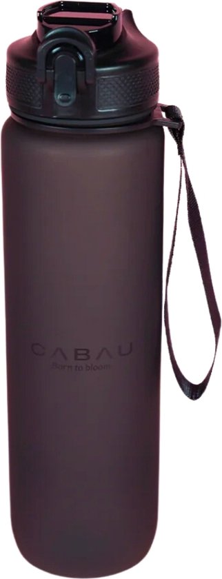 Cabau Bloom Waterfles / Drinkfles | 1 liter | Black | Handige drinktuit ...