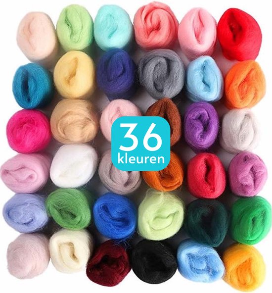 Viltwol Pakket - 36 Kleuren Wolvilt voor Naaldvilten - Merino Wol | bol