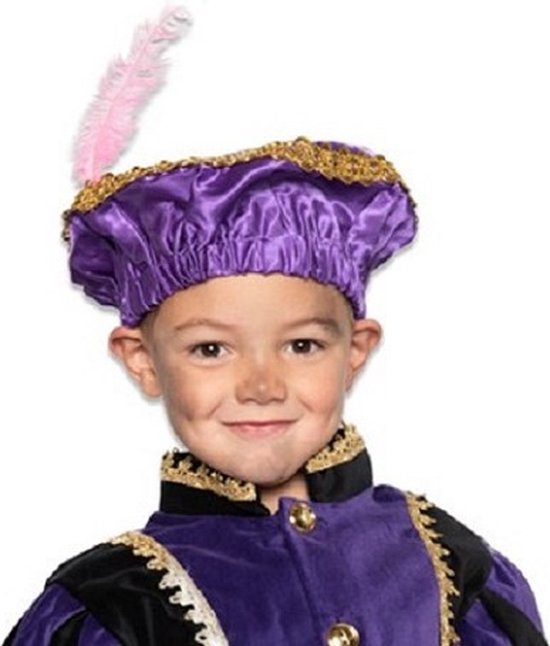 Paarse pietenmuts met roze veer voor kinderen - Pieten baret - Pieten ...