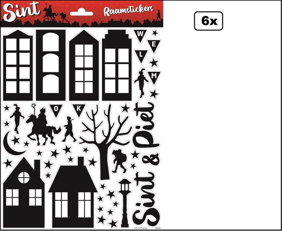 6x Raamsticker A4 Sint en Piet - Sinterklaas feest Thema feest ...