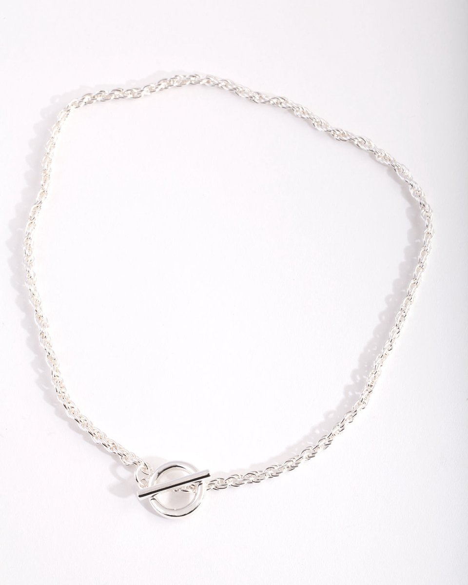 Lovisa - Verzilverd touw ketting met front sluiting | bol.com