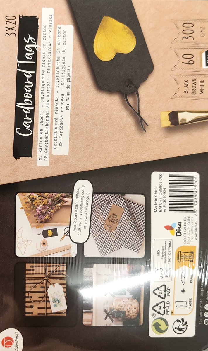 Kartonnen labels set - Cadeaulabels - Cardboard tags - Decotime - 3 ...