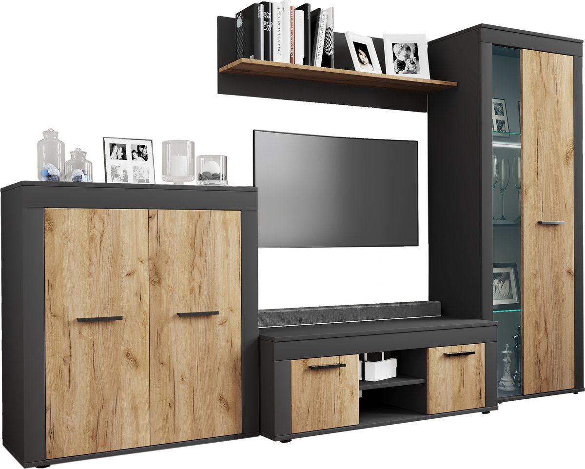 VCM 4-delig TV lowboard TV wandmeubel woonkamer wandmeubel Usilo L | bol