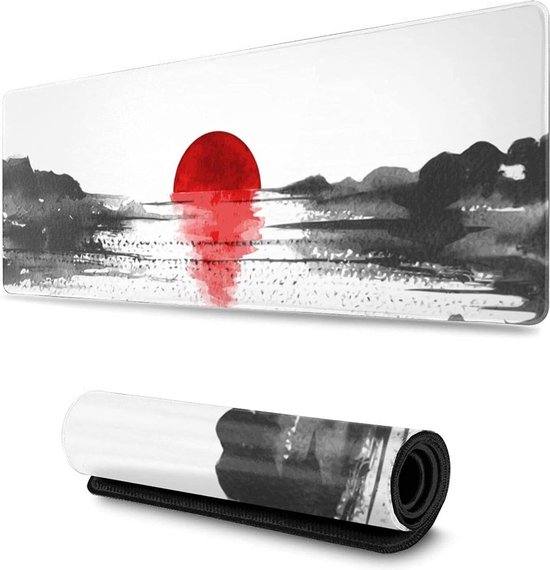Gaming muismat XL motief Japans, meer met rode zon, Aziatisch ...
