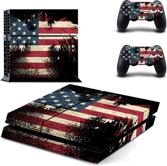 PS4 Skin - Console Skin - America - 1 console en 2 controller stickers ...