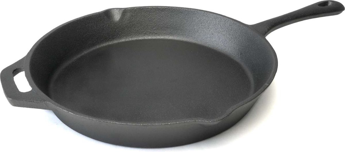 Poêle en fonte Intirilife - Ronde d'un diamètre de 30 cm - Hauteur de 4 ...