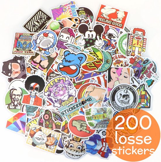 Stickers 200 stuks | Hoogwaardige Sticker MIX | Bumper Laptop Koffer ...