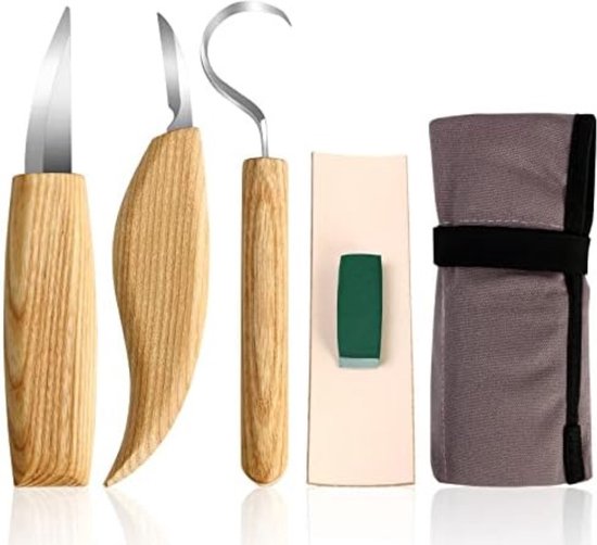 Houtsnijset - Houtsnijden - Houtsnijmes - Lepelmes - 3 Verschillende ...