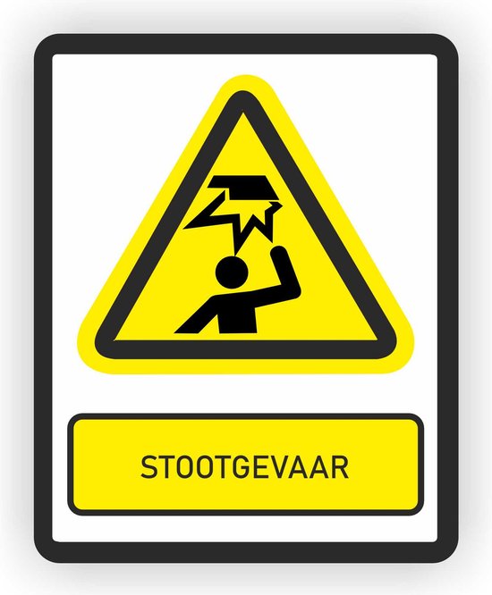 Stootgevaar waarschuwing sticker. | bol