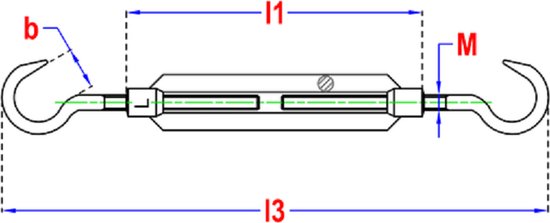 Spanschroef spanwartel haak-haak M10 verzinkt Cr3+ DIN 1480 ...