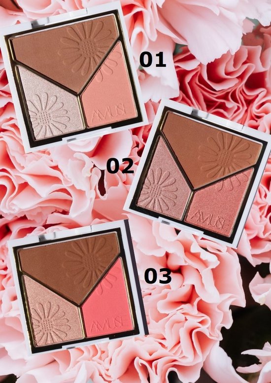 Amuse Triad Face Palette - 02 - Head Over Heels - Gezichtspalet - Bronzer, Highlight &... | bol