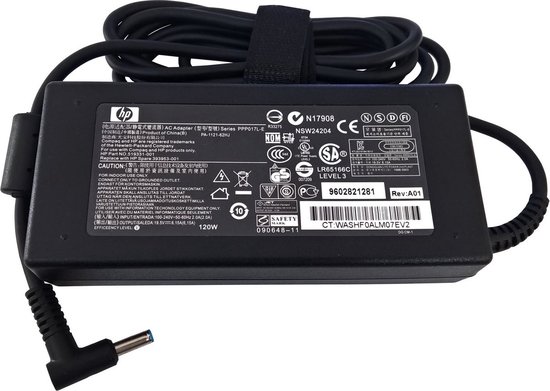 HP adapter 120w voeding oplader 120 watt blauwe 4.5mm pin + stroomkabel ...