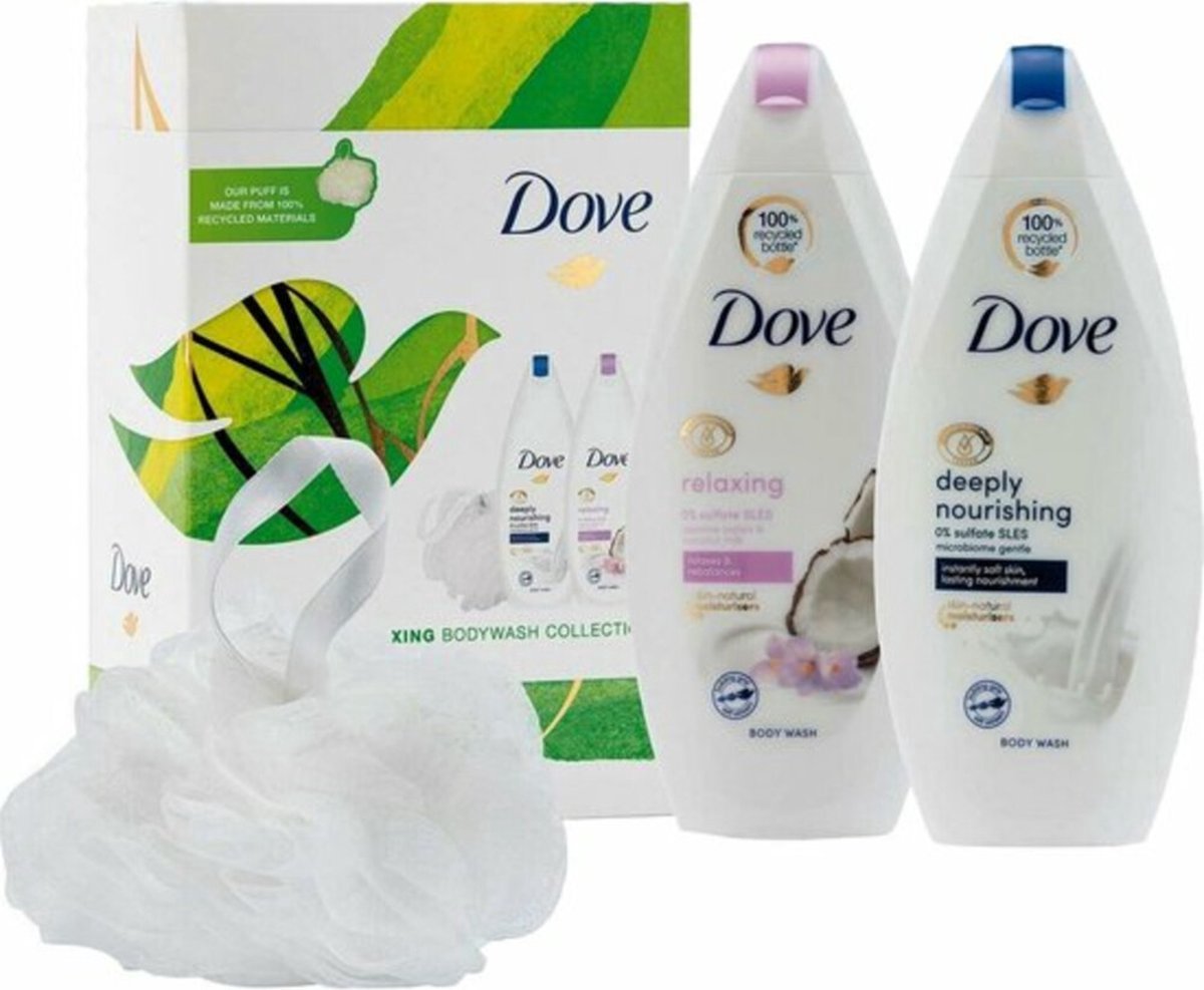 Dove Blissfully Relaxing Giftset Dove 2x Douchegel & Puff ...