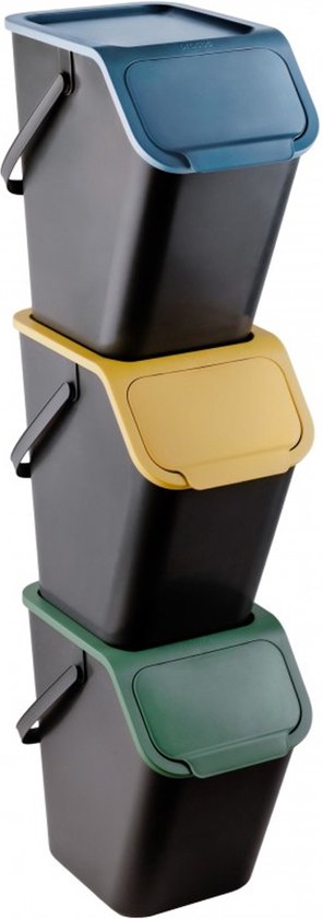 Practic - Prullenbak - Set van 3 bakken - 25 liter - Zwart | bol