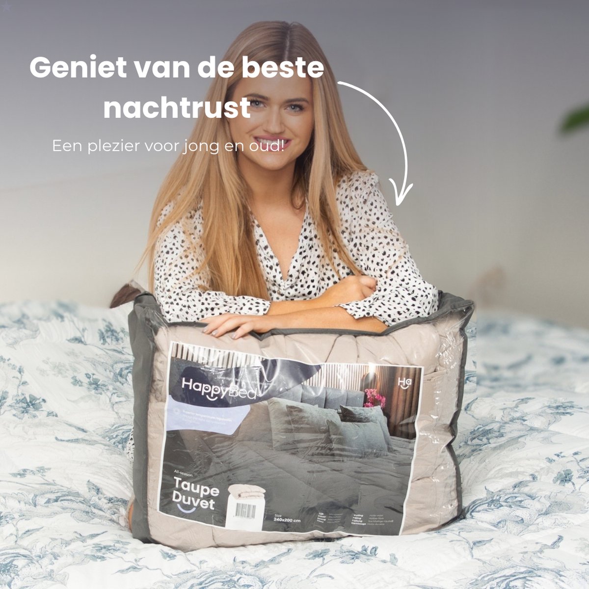 HappyBed | 140x220 cm - Simple flowers dekbed zonder overtrek - Bedrukt ...