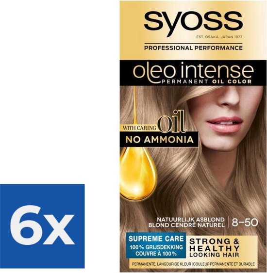 SYOSS Oleo Intense 8-50 Natuurlijk Asblond - 1 stuk - Voordeelverpakking 6 stuks | bol