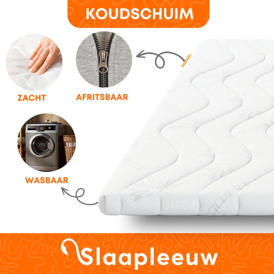 Matras Topper - 90x200 - HR Koudschuim - Bamboo Touch - 4 Seizoenen ...