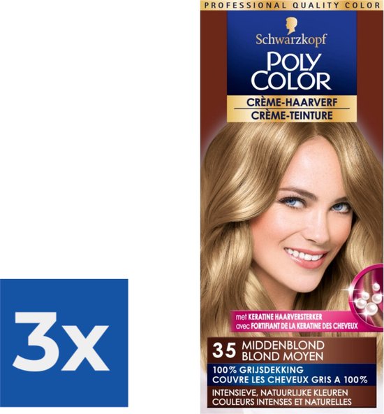 Schwarzkopf Poly Color Crème Haarverf 35 Middenblond - 1 stuk ...