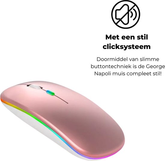 Draadloze muis roze - Wireless mouse - Oplaadbare computermuis ...