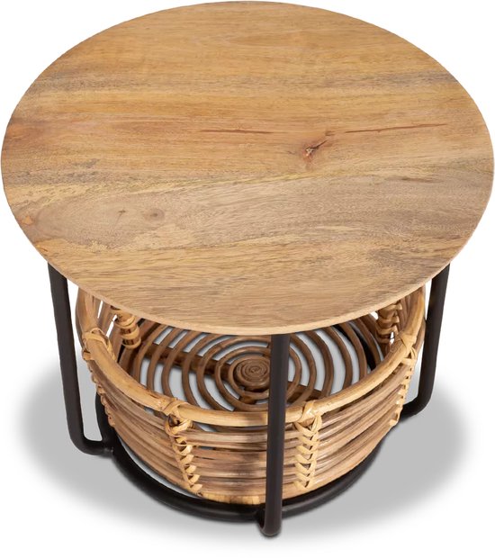 Bijzettafel (laag) Shayda - Bijzettafel Rond - Bijzettafel Hout | bol
