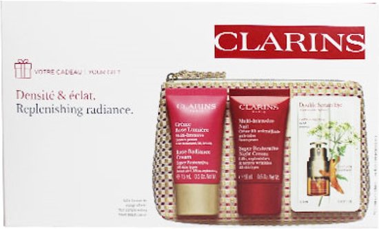 CLARINS SKINCARE POUCH SET 3 pcs crème de jour + crème de nuit + sérum ...