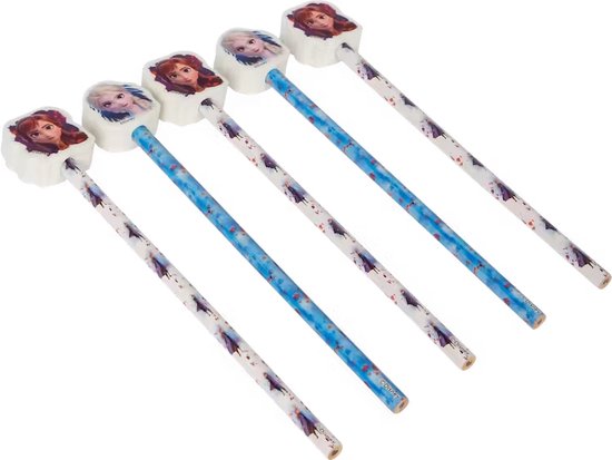 Disney Potloodset - Frozen - 5 potloden - 5 gummen - Kerstkado | bol