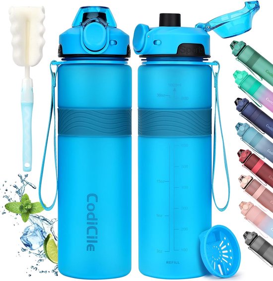 Waterfles, BPA-vrij, 1 liter drinkfles, sport, lekvrij, grote waterfles ...