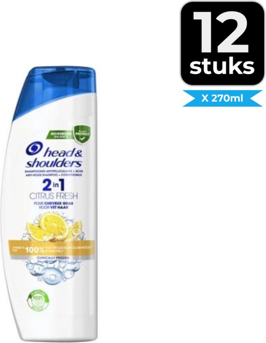 Head & Shoulders - Shampoo - Citrus Fresh - 2in1 - 270ml x 12 | bol