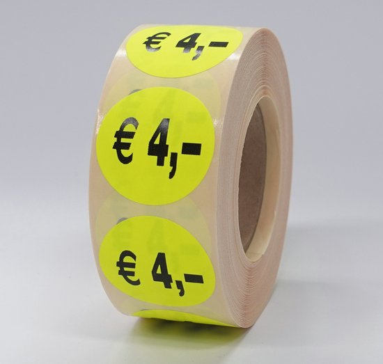 “€4" Prijs Stickers op rol 35mm geel - 1000ex. | bol