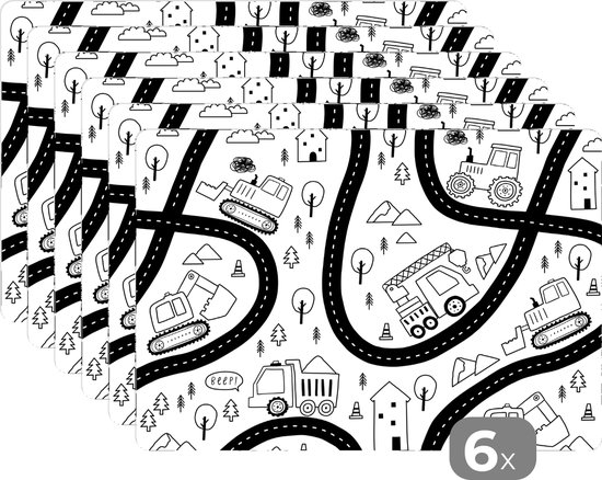 Placemat - Placemats kunststof - 45x30 cm - Kinderen - Graafmachine ...