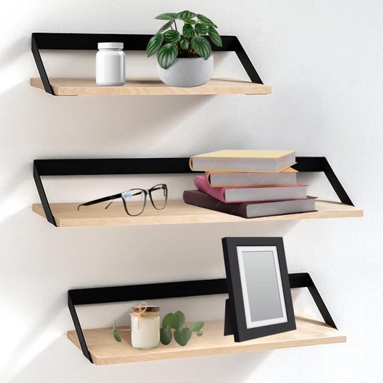 Wandplanken -Finn- | Set van 3 Zwevende Planken Gemaakt van Metaal en ...