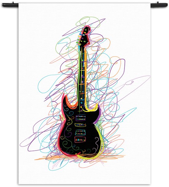 Mezo Wandkleed Rock Gitaar Op Witte Achtergrond Rechthoek Verticaal S ...