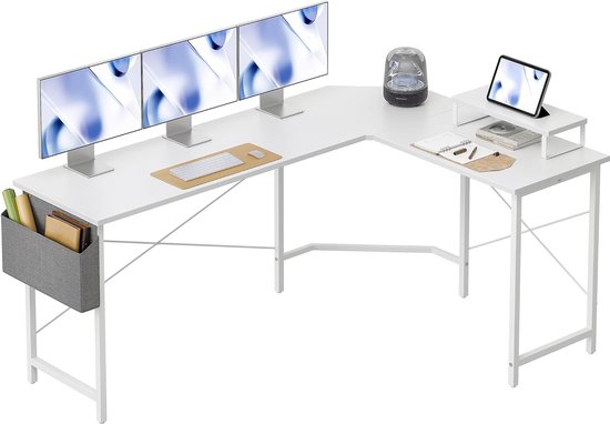 modern L-vormig computerbureau, 170 x 120 cm, stabiel voor gaming ...