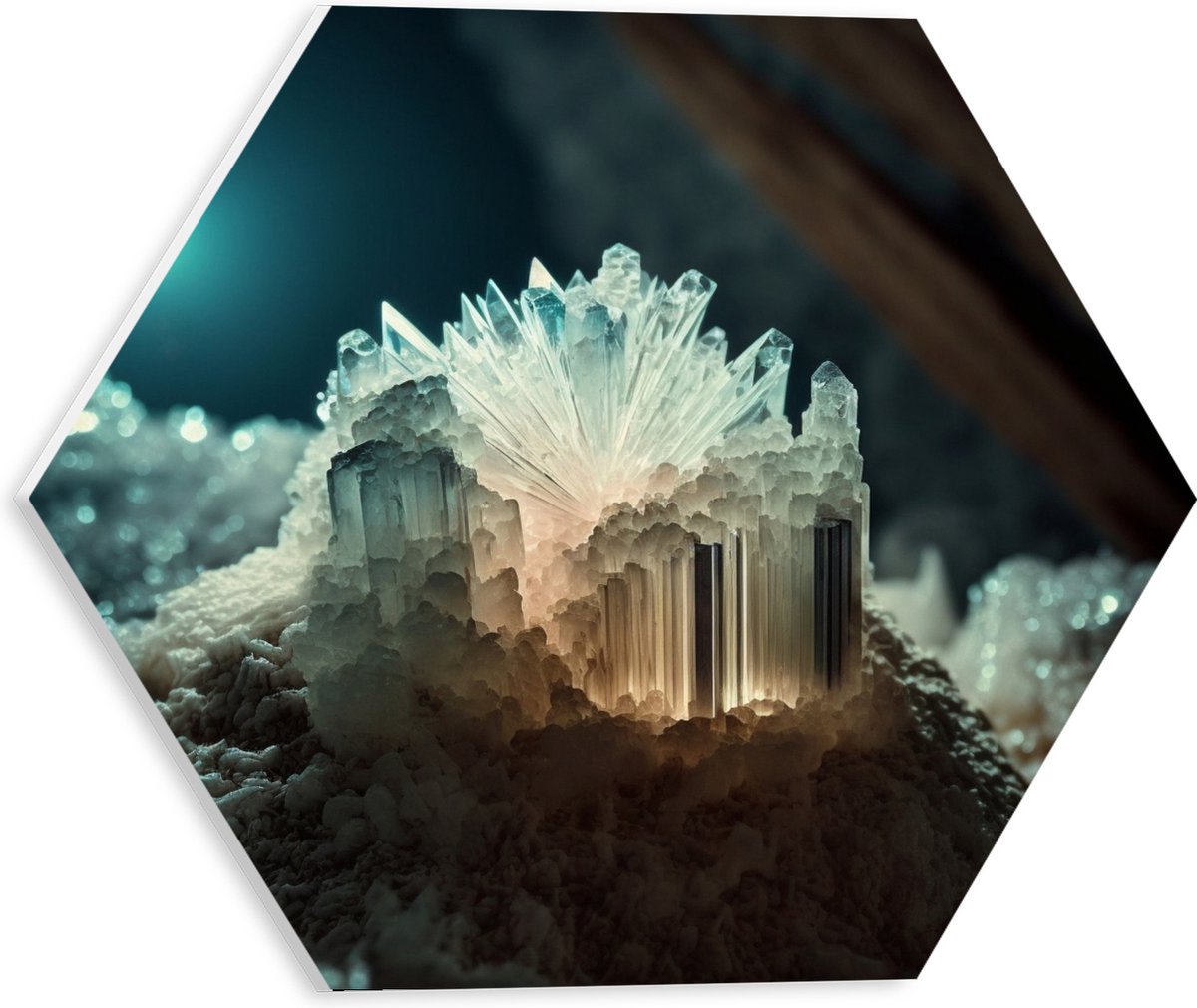 PVC Schuimplaat Hexagon - Kristal - Blauw - Wit - 30x26.1 cm Foto op ...