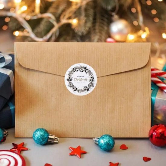 Kerst stickers MERRY CHRISTMAS 50 stuks - 2,5cm - versturen - pakketten ...